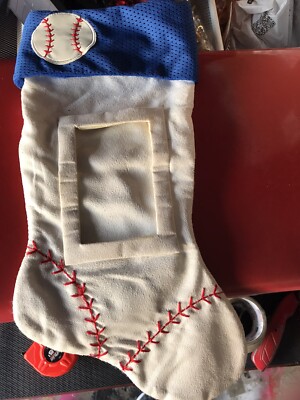 Baseball Christmas Holiday Photo Picture Stocking Jersey Mesh Blue ...