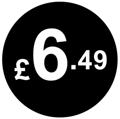 20mm Black Price Point Stickers / Sticky Labels / Swing Tag Labels 99p ...
