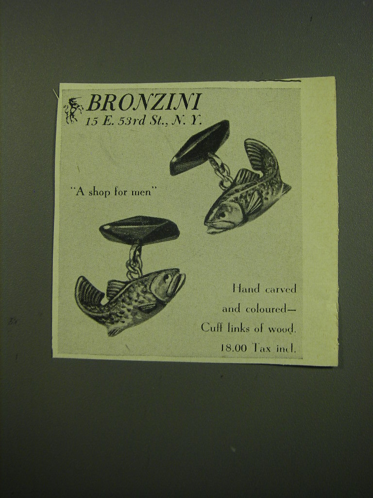 1949 Bronzini Fish Cuff Links Ad - A Shop for Men | eBay