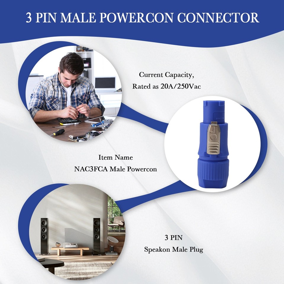 20 StüCk NAC3FCA NAC3FCB Speakon-Stecker, 3-Poliger Powercon-Stecker, 20 A,2765 | eBay UK