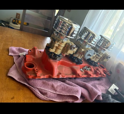 58-61 Chevy 348/409 Intake Manifold 3 Rochester REBUILT CARBS Hot Rod ...