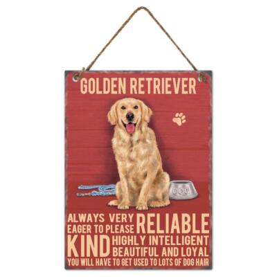 Golden Retriever Dog Sign Metal Wall Hanging Dogs Sign Colourful Home ...
