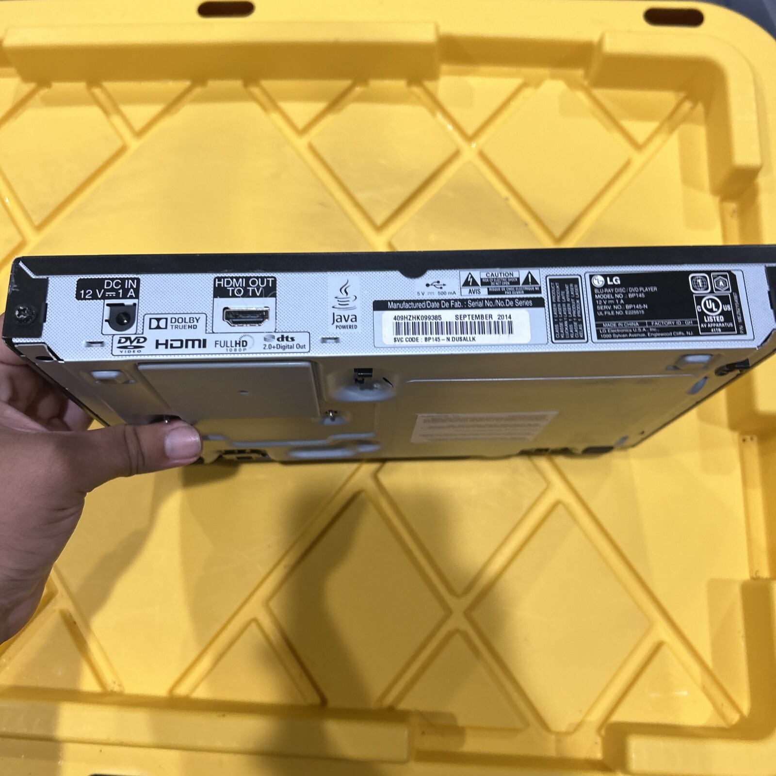 LG BP155 Blu-ray Disc / DVD Player BP 155 - Black No Remote Or Power ...