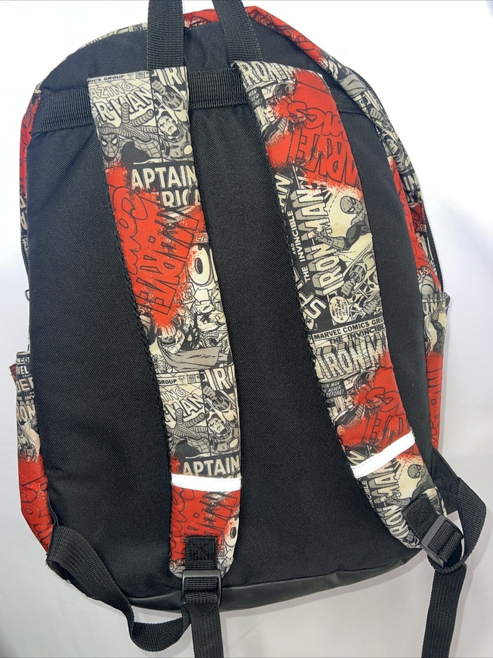 MARVEL COMIC BOOK BLACK & WHITE COVERS BACKPACK Spider-Man, Iron Man ...