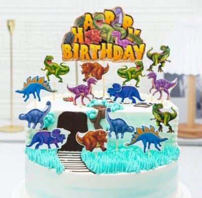 Ferocious 15 Piece Happy Birthday Cake Topper/Cupcake Picks Set ...