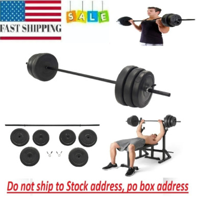 Barbell 100 lb Vinyl Weight Set With Bar For Home Fitness Gym Full Body ...