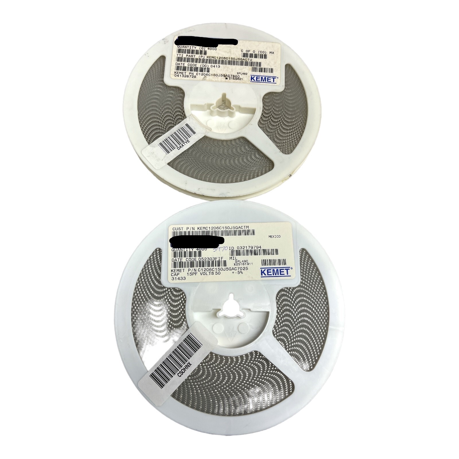 KEMET C1206C150J5GAC7800 CAPACITOR NEW OLD STOCK NOS (2) REEL(S) 7 ...