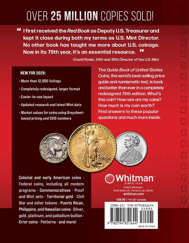 2026 Large Print Red Book Price Guide United States US Coin + Blue ...