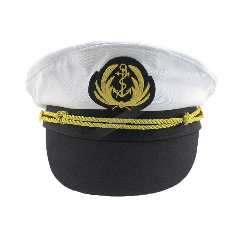 White Yacht Captain Skipper Navy Sailor Boat Cap Hat Costume New | eBay