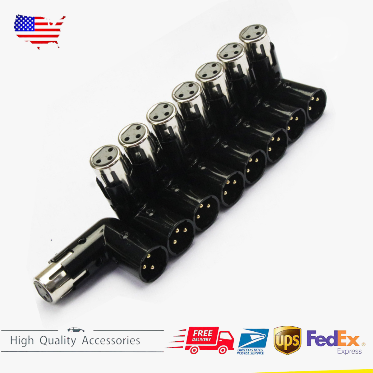 8 Pcs XLR 3-Pin Right Angle Adapter Male and Female Adjustable 4 Angle ...