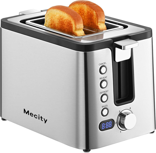 Toaster 2 Slice Stainless Steel Toaster Countdown Timer, Bagel/Defrost ...
