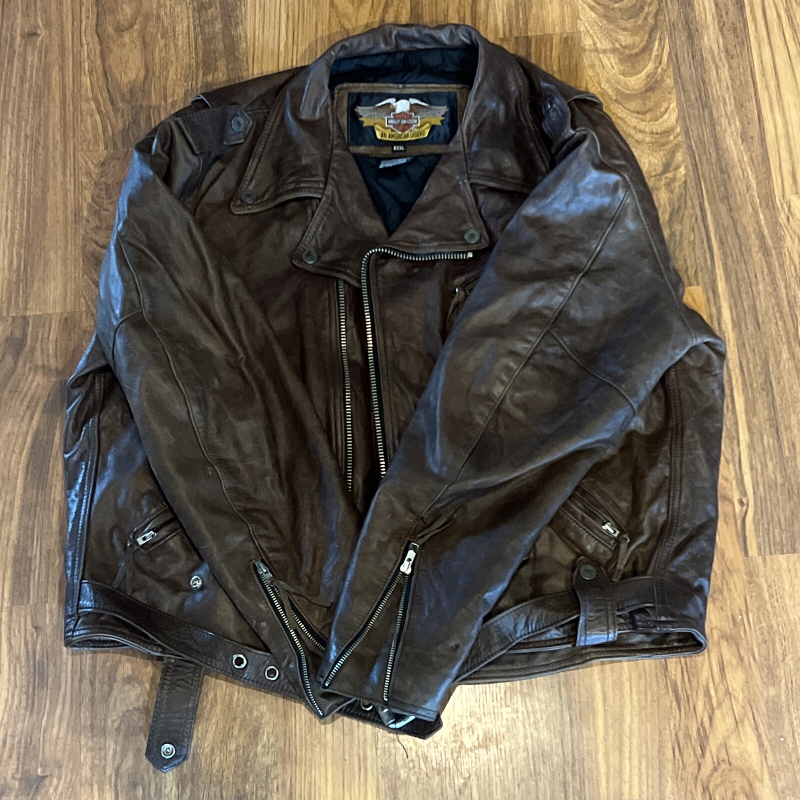 Official Harley Davidson Men's Brown Leather Jacket 3… - Gem