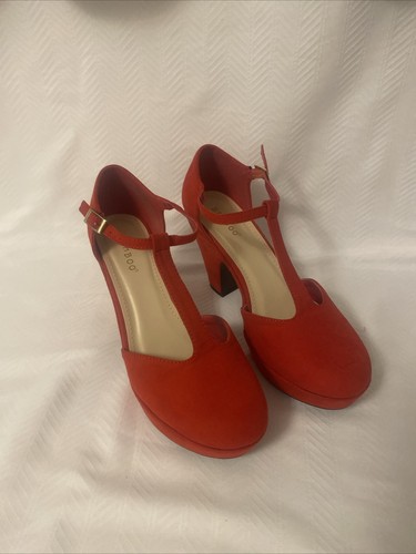 Bamboo Red Suede Pre-owned Platform Heels Size US 8 | eBay