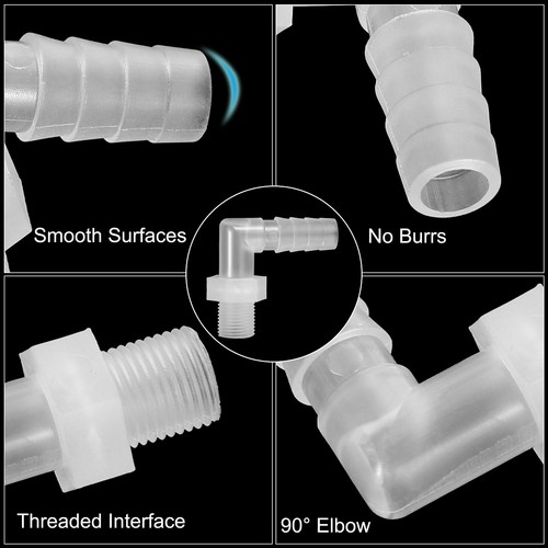 10 Pcs 1/8"G x 5/16" Hose Barb Fitting L Elbow Fittings, Plastic Barbed ...