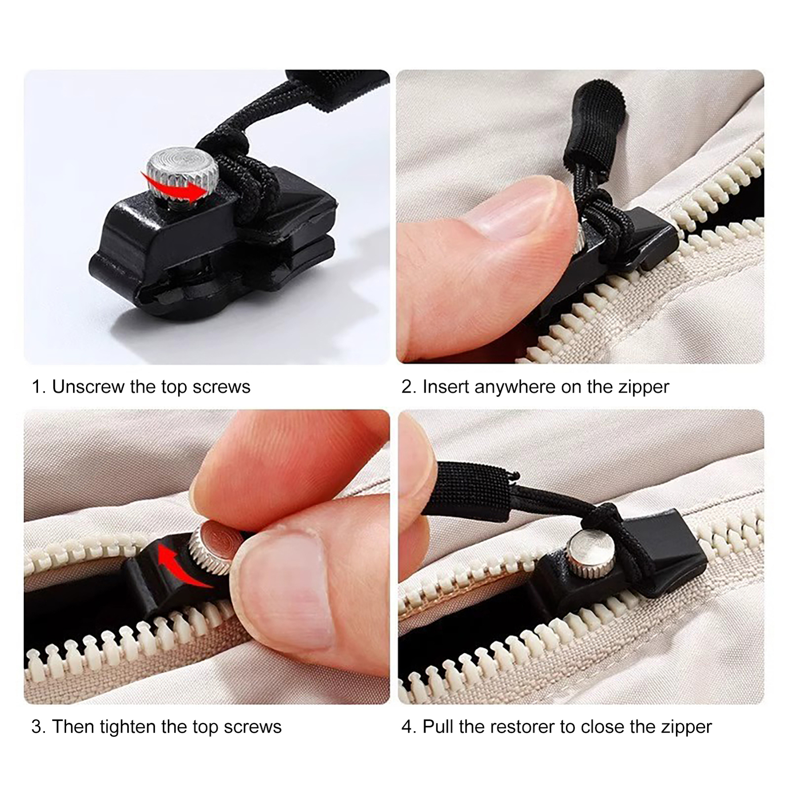 5Pcs Instant Zipper Universal Instant Fix Zipper Repair Kit Replacement ...
