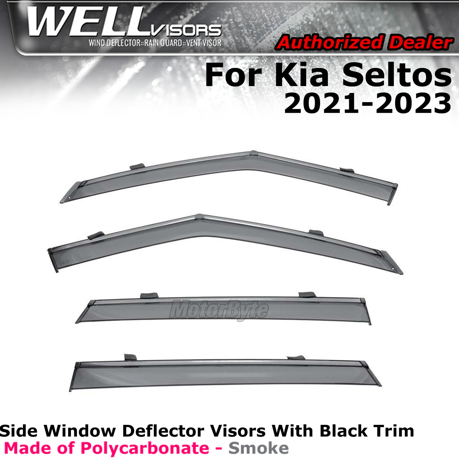 WELLvisors For 2021-2024 Kia Seltos Window Visors Black Trim Side Guard ...