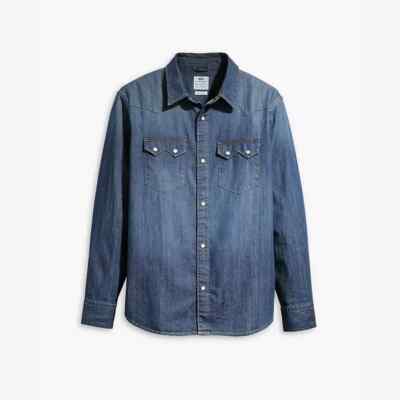 Levi's Men's Sawtooth Relaxed Fit Western Long Sleeve Denim Shirt Size ...