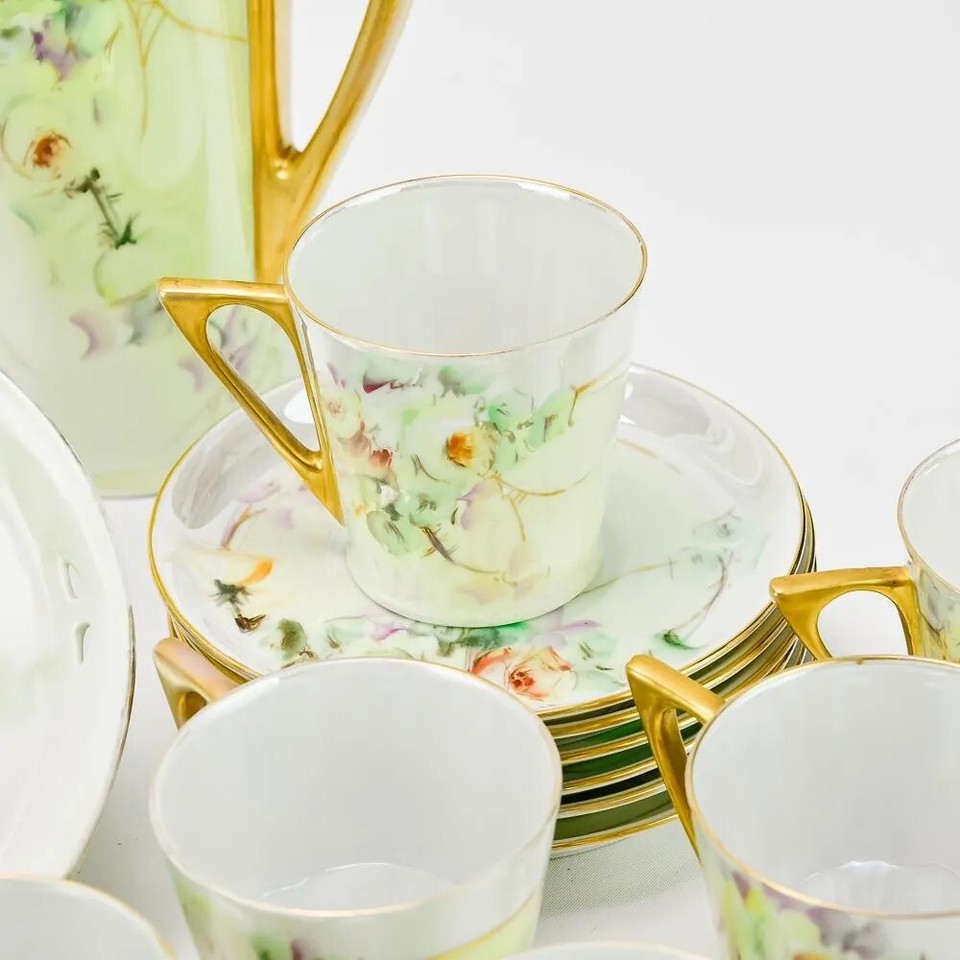 ME Geyey RS JS Germany RS Prussia Porcelain tea coffee pot cup saucer ...