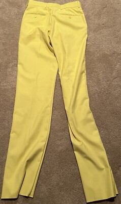 CONCITOR Men's Dress Pants Trousers Flat Front Slacks Solid YELLOW ...
