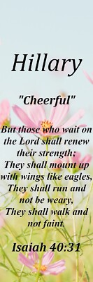 Hillary "Cheerful" Keepsake Name Meaning Bookmark with Bible Verse and ...