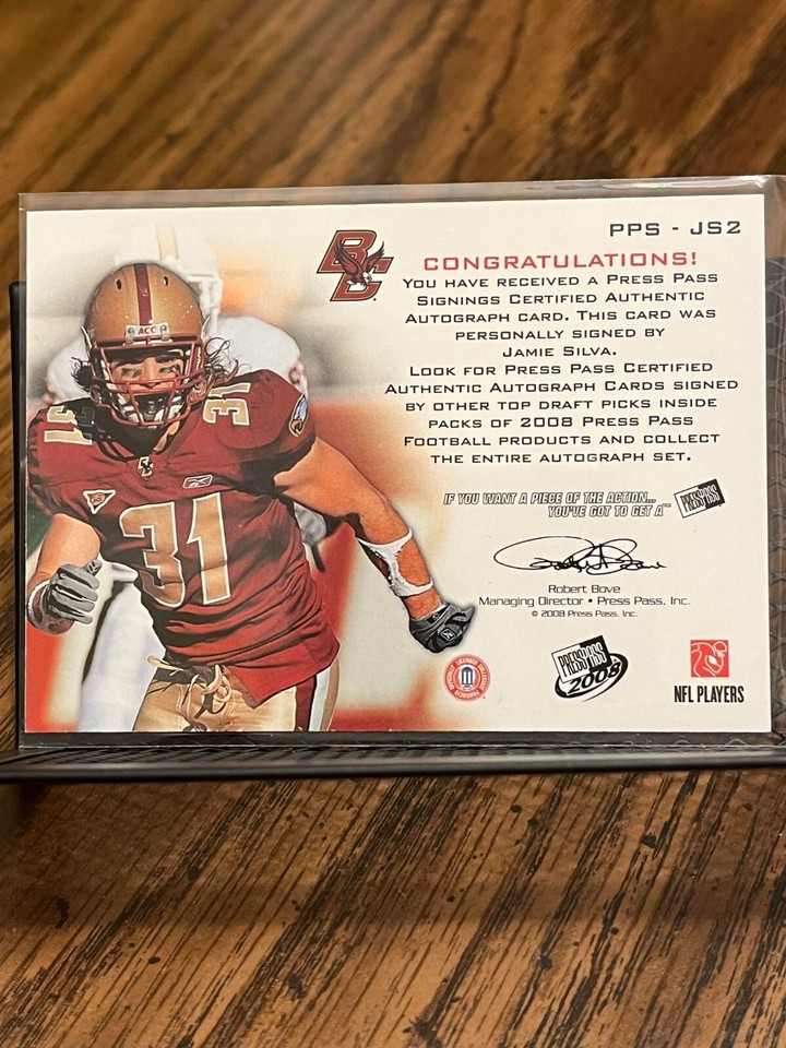 JAMIE SILVA 2008 PRESS PASS ROOKIE BOSTON COLLEGE AUTOGRAPH AUTO RC ...