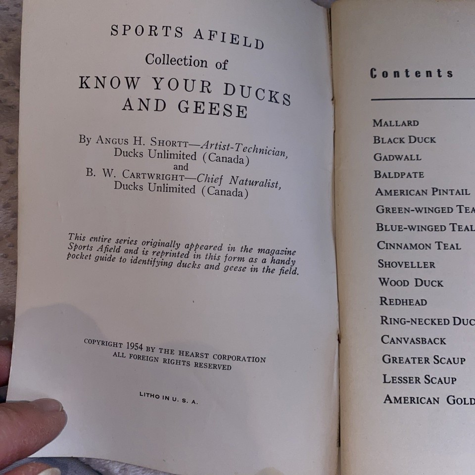 Sports Afield Know Your Ducks and Geese Pocket Identification Magazine ...
