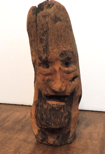 Hand Carved Tree Branch Man Artist Signed Folk Art Spirit Inv # 24 | eBay