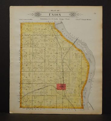 Nebraska Saunders County Map Marble Township 1907 Double Side Q7#71 | eBay