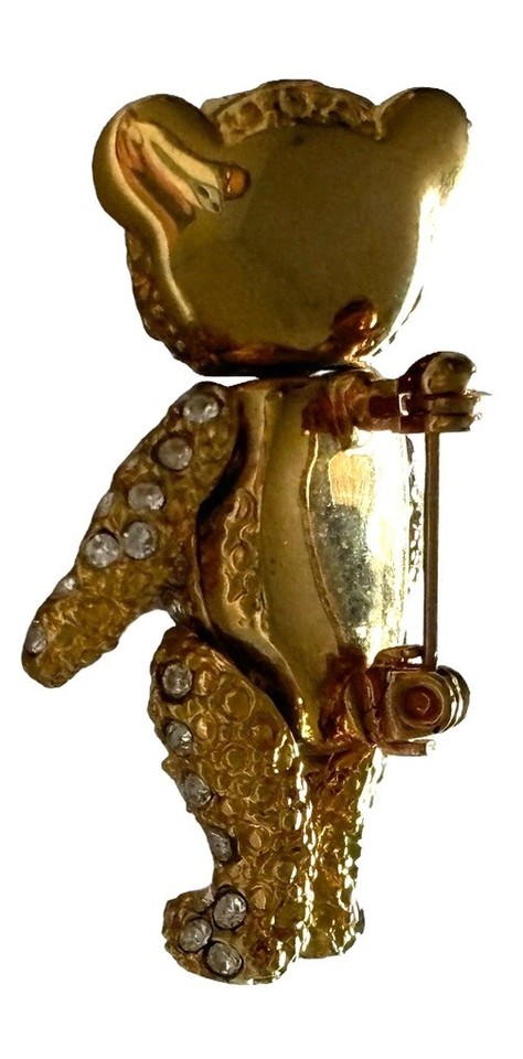 Gold Rhinestone Jointed Teddy Bear Pin Articulated Teddy Bear Brooch ...