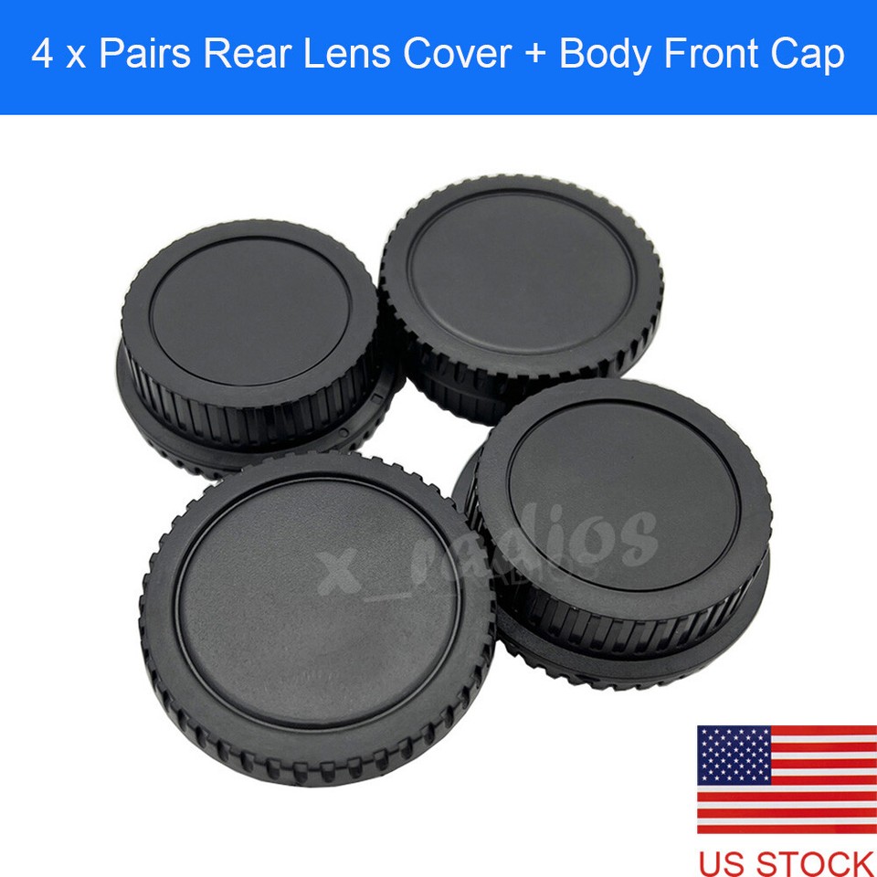4 x Pairs Rear Lens Cover + Camera Body Front Cap for Canon EOS EF DSLR ...
