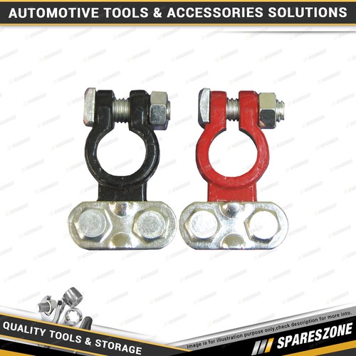 2 Pcs of Charge Black & Red Battery Terminals - Saddle Type Zinc Plated ...