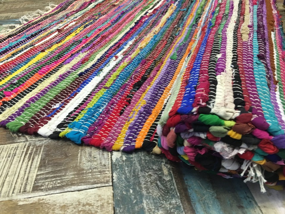 Rug Rag Rugs Multi Colour Mat Recycled Cotton Hand Woven Chindi Mats ...