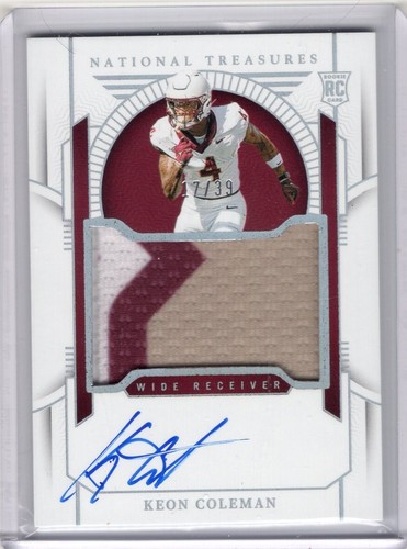 KEON COLEMAN 2024 PANINI NATIONAL TREASURES COLLEGIATE ROOKIE PATCH ...