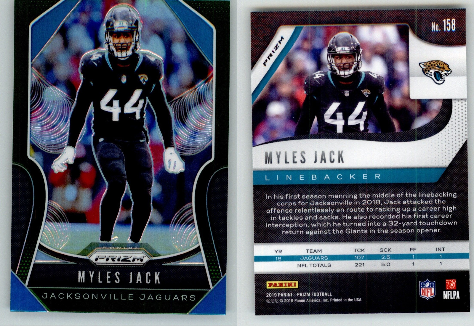 Myles Jack 2019 Prizm Green #158 Jacksonville Jaguars | eBay
