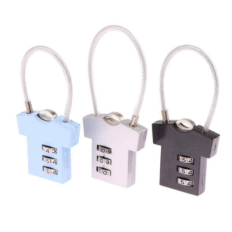 3 Digit Password Lock Steel Wire Security Lock Suitcase Luggage Coded ...