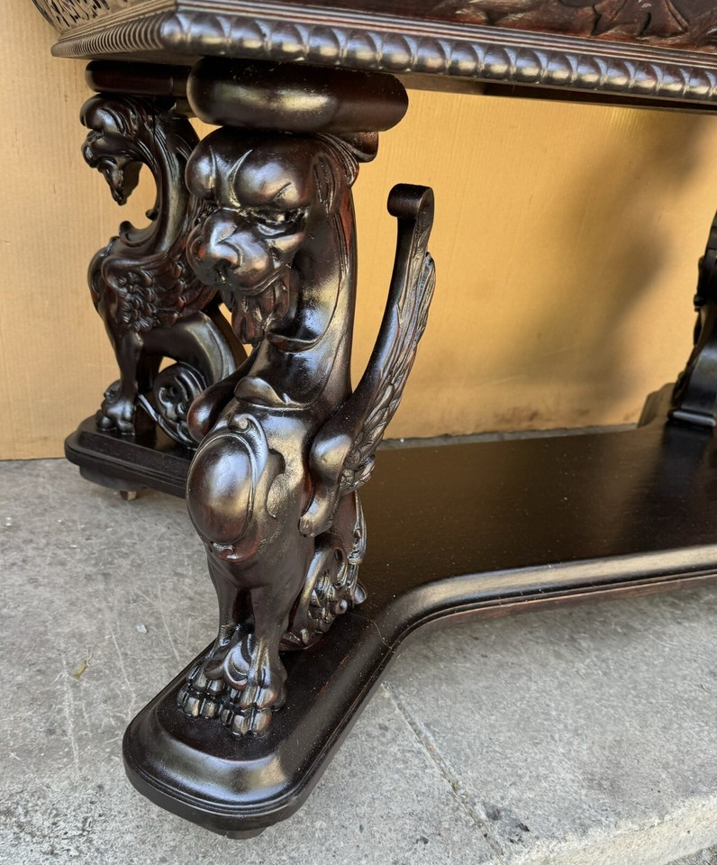 R. J. HORNER CARVED WINGED GRIFFIN LIBRARY TABLE | eBay