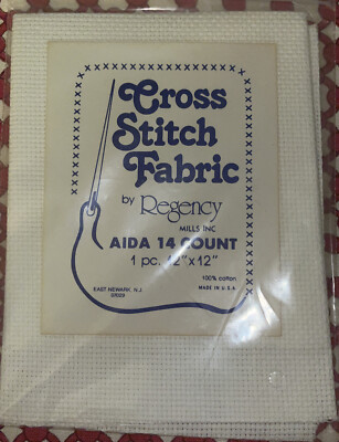 Regency Cross Stitch Fabric 12” x 12" Aida 14 Count 100% Cotton Made In ...