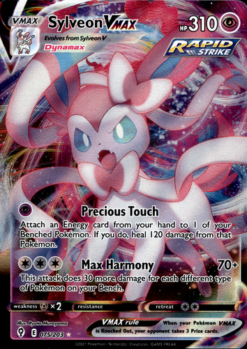 Sylveon VMAX 075/203 Half Art Evolving Skies Pokemon #B | eBay