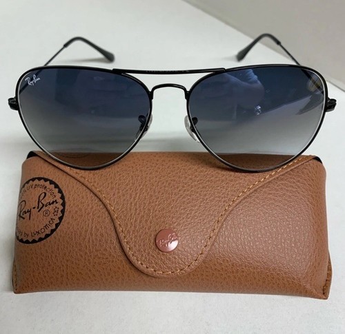 Ray-Ban Aviator Sunglasses RB3025 58mm Black Frame & Blue Gradient ...