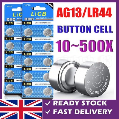 500PCS AG13 LR44 Batteries SR44 L1154 357 A76 button coin cell alkaline ...