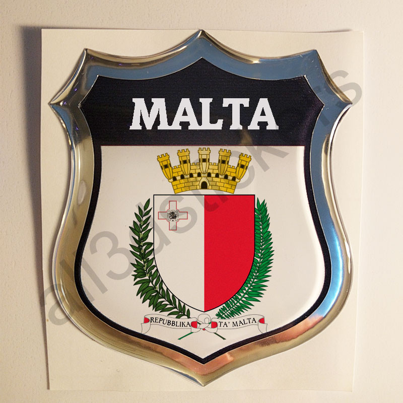 Sticker Malta Emblem Coat of Arms Shield 3D Resin Domed Gel Vinyl Decal ...