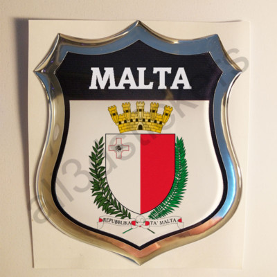 Sticker Malta Emblem Coat of Arms Shield 3D Resin Domed Gel Vinyl Decal ...