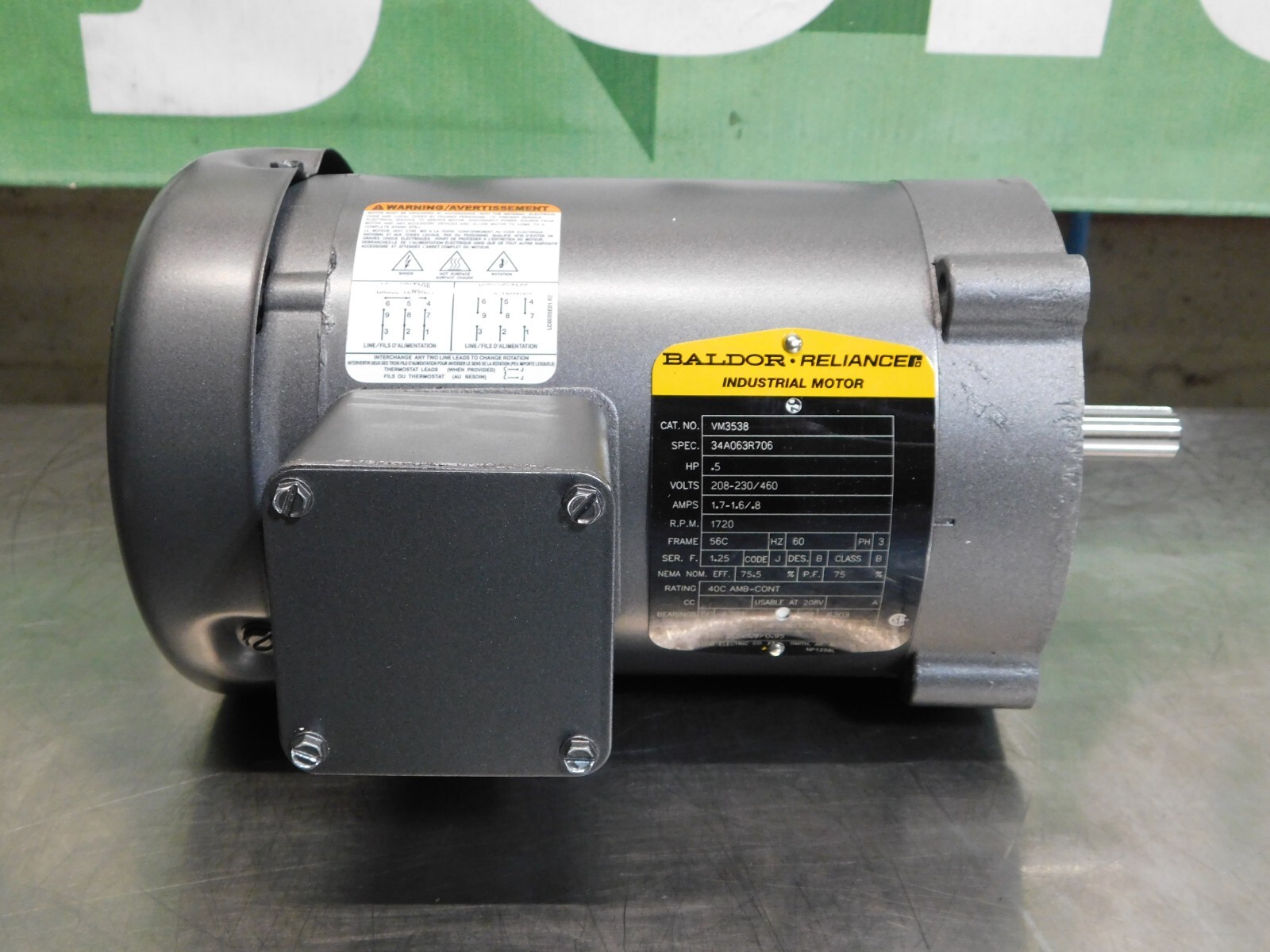 Baldor Electric AC DC Motor 1/2 Max hp 1,725 Max RPM VM3538 PARTS ...