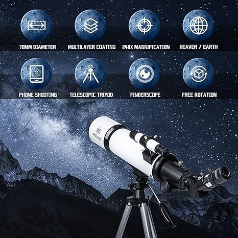 FEIANG 80mm Aperture 600mm Astronomical Telescope 24X-180X 80600 ...