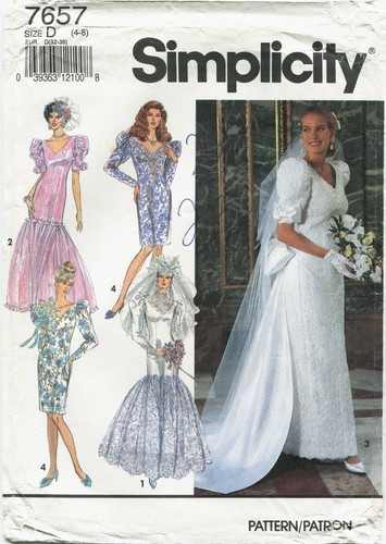 Simplicity 7657 Misses Dress Train Evening Bridal Sewing Pattern Uncut ...