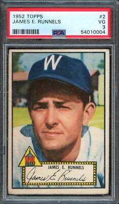 BB - 1952 Topps - #2 - James E. Runnels - PSA 3 - VG | eBay