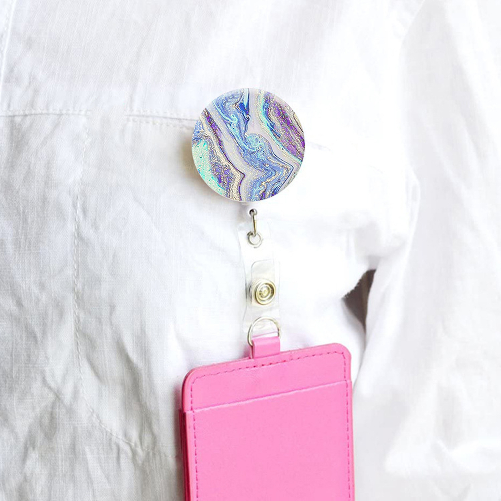 Id Card Buckle Gilding Anti-lost Extendable Pull Badge Holder Easy-pull ...