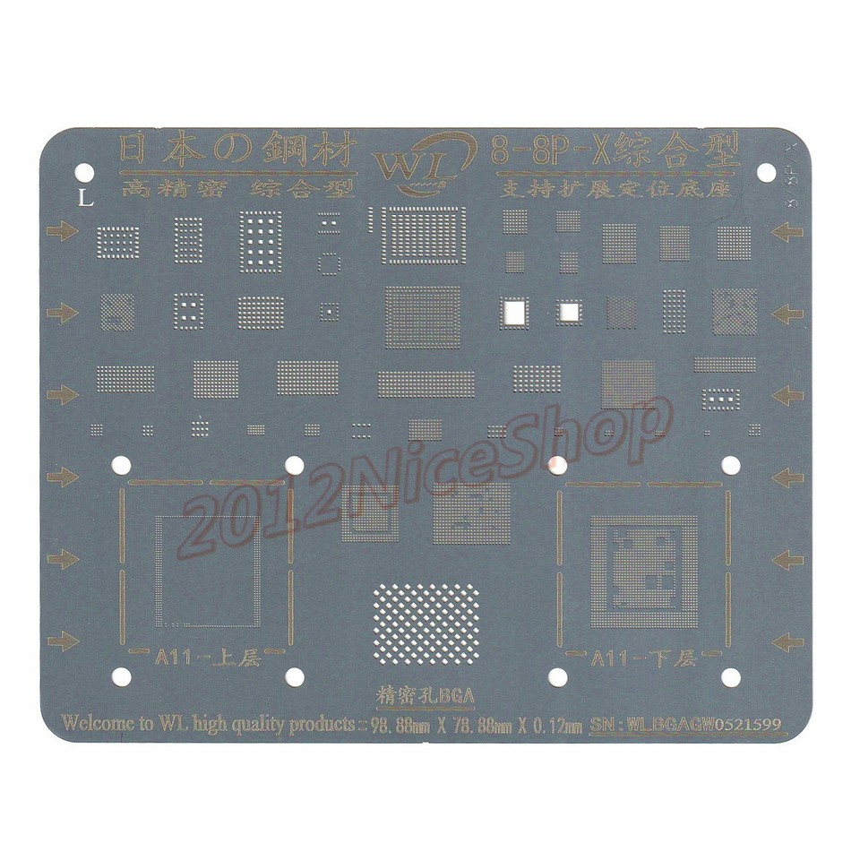 IC Chip Repair BGA Reballing Stencil Template For iPhone 8-11 12 13 14 ...