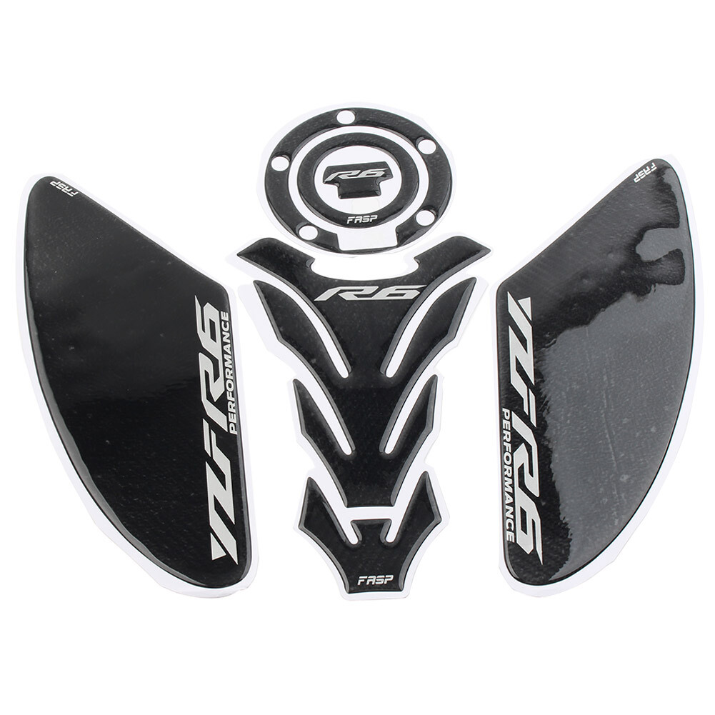 3D Carbon Fiber Tank Pad Traction Side Sticker Decal For Yamaha YZFR6 ...