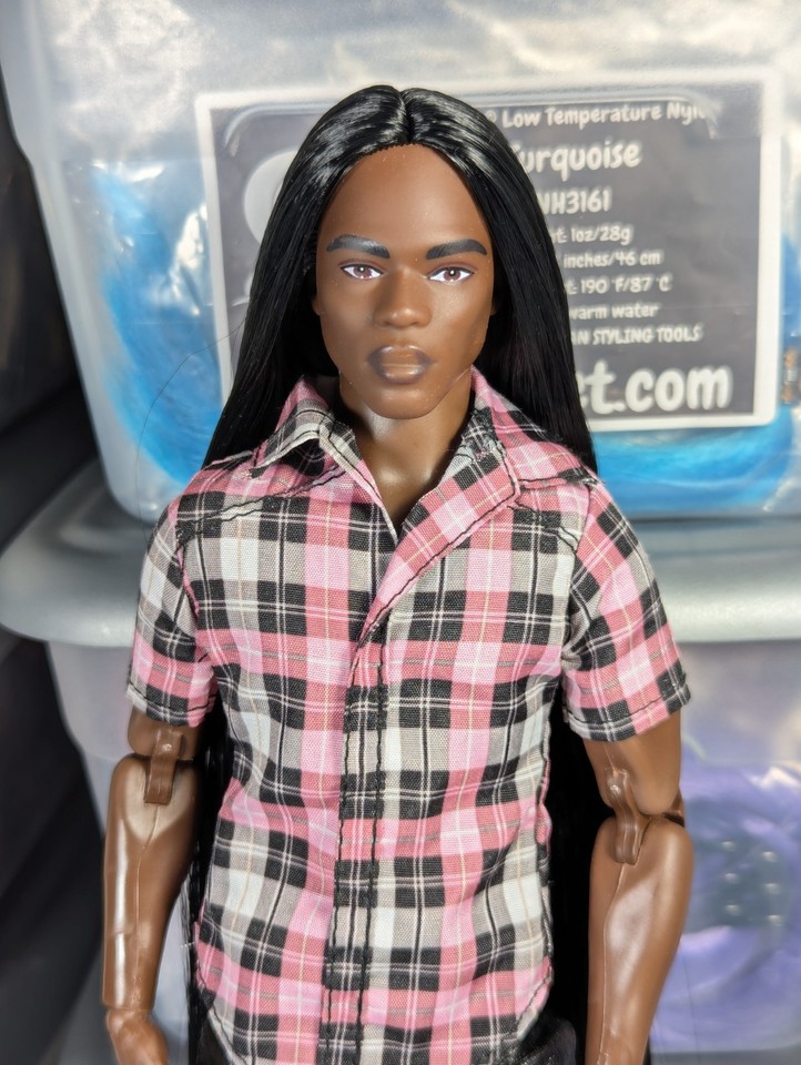 OOAK Custom Reroot Ken Barbie Signature Looks Doll 4 Jon Long Black ...